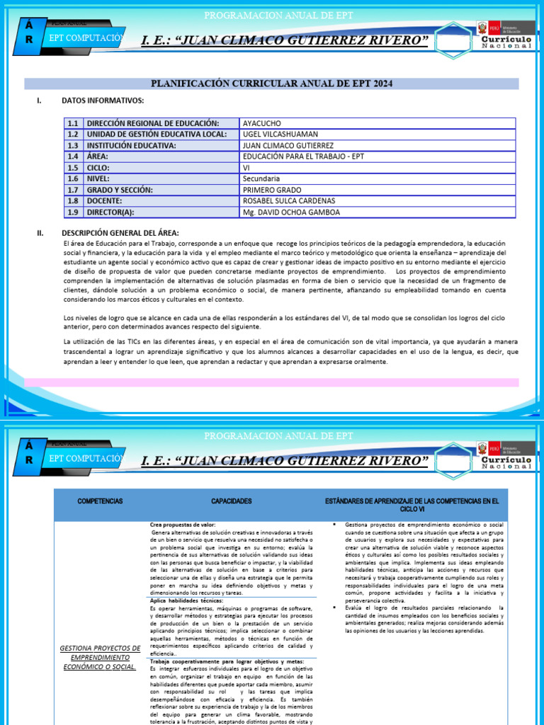 Plan Anual Ept 1° Sec 2024 | PDF | Sociedad