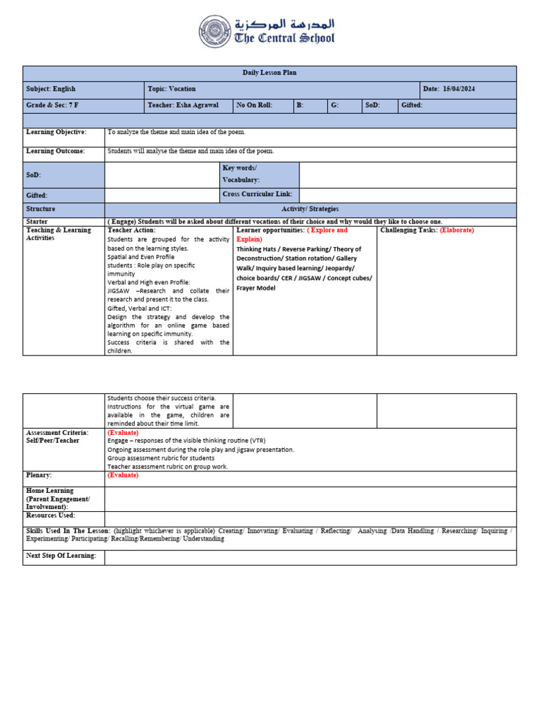 DLP Template (1) | PDF | Learning | Educational Technology