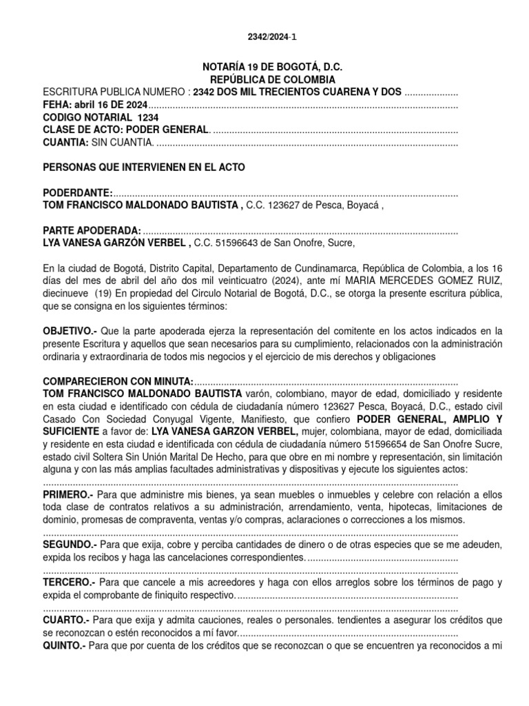 Modelo de Poder General en Colombia | PDF | Pagos