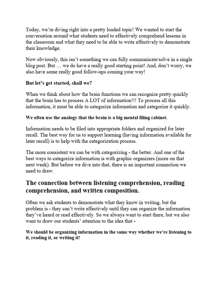 HOW TO WRITE EFFECTIVE COMPREHENSION | PDF | Reading Comprehension ...