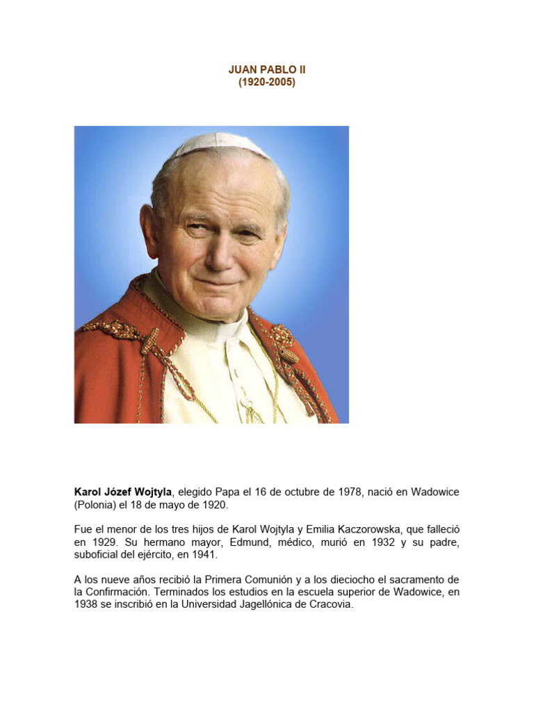 Trabajo Juan Pablo Segundo | PDF | Papa juan pablo ii | Papa