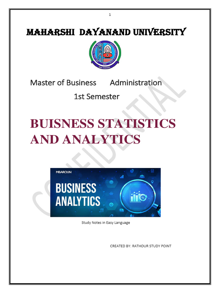 MBA 1st Sem Business Statistics Notes | PDF | Mean | Standard Deviation