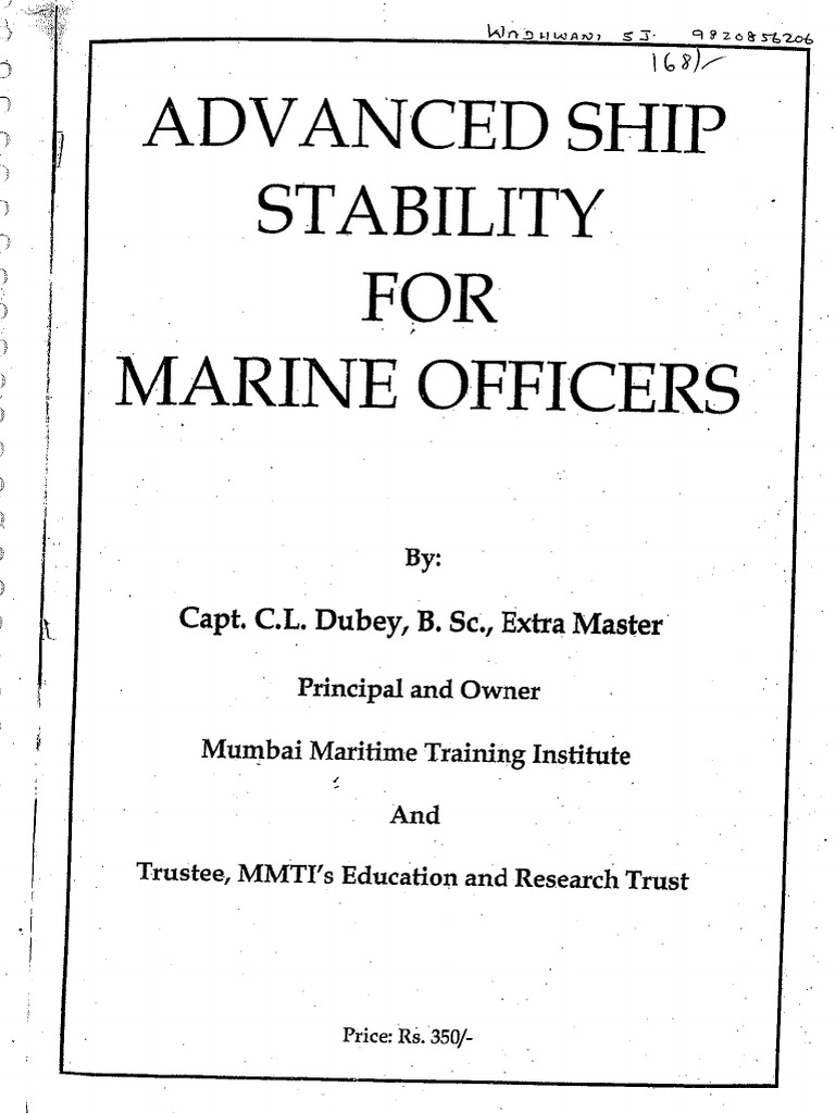 Advanced Ship Stability For Marine Officers Capt C L Dubey 2013 | PDF