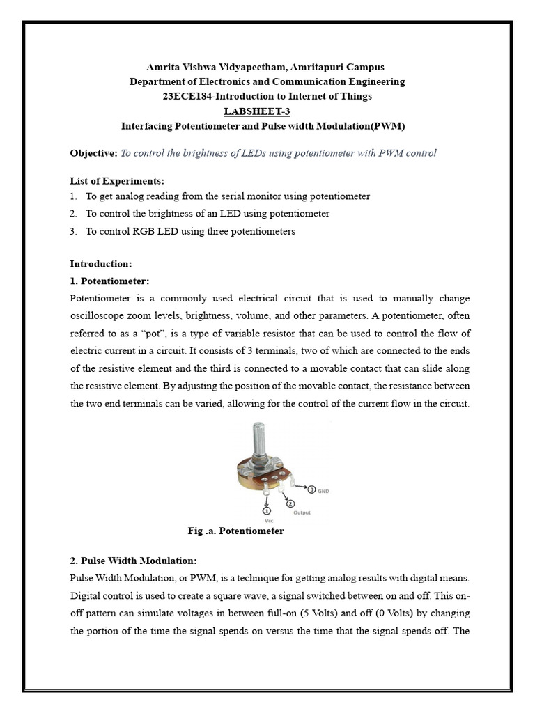 Labsheet 3 IOT | PDF | Analog To Digital Converter | Digital Signal