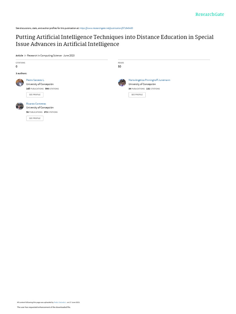 Putting Artificial Intelligence Techniques Into Distance Education in ...