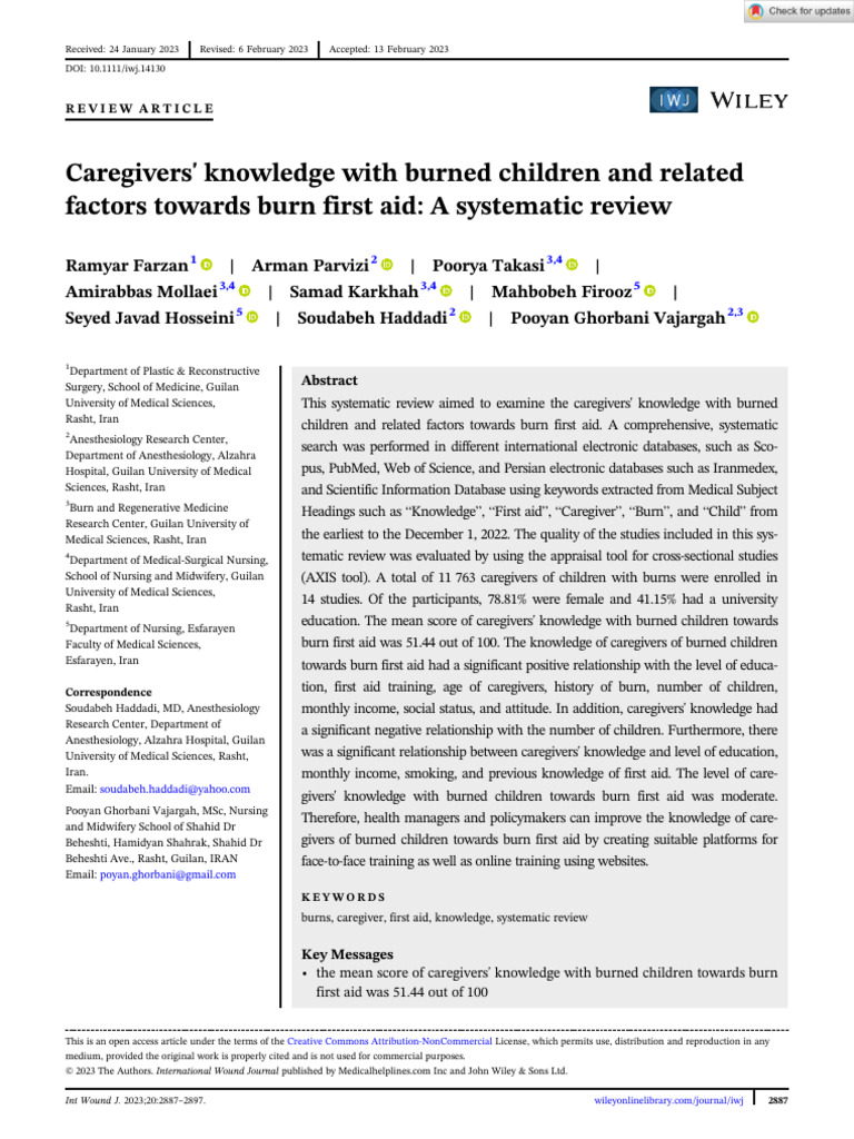 International Wound Journal - 2023 - Farzan - Caregivers Knowledge With ...