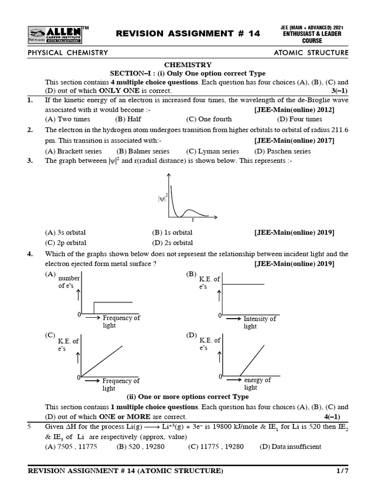 Revision - 14 - Atomic Structure - Eng | PDF | Electron | Atomic Orbital