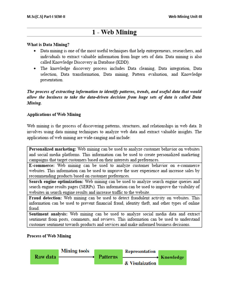 Web Mining UNIT-III Chapter 01 | PDF | Data Mining | Data Management