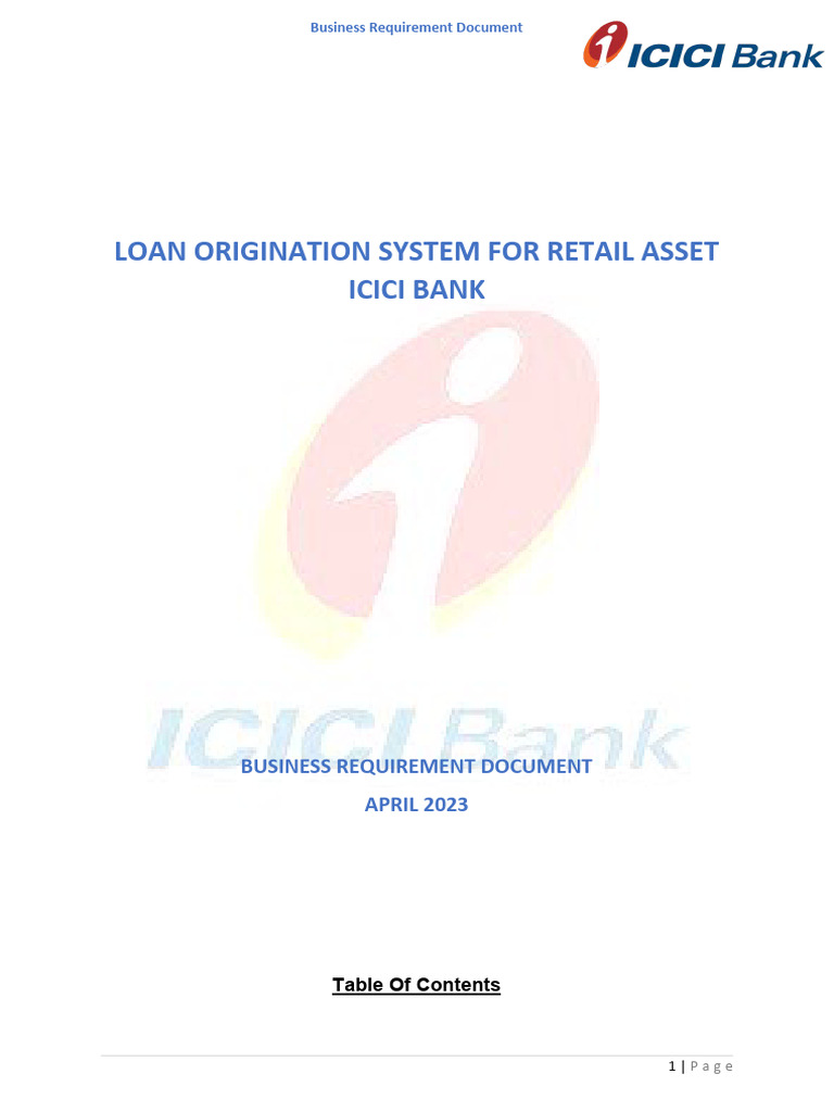 Loan Syndication System - ICICI - Business Requirement Document | PDF | Loan Origination ...