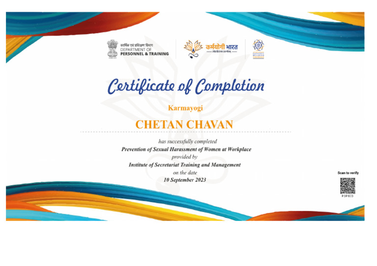 Certificate of Chetan Chavan 3 | PDF
