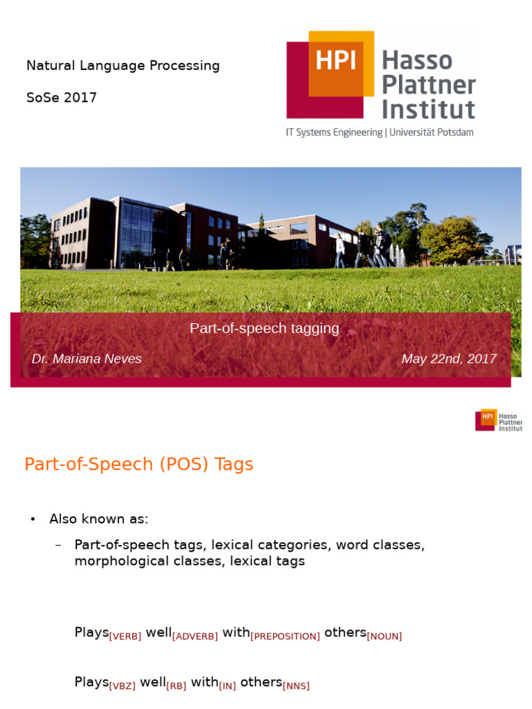NLP04 PartOfSpeechTagging | PDF | Part Of Speech | Syntax