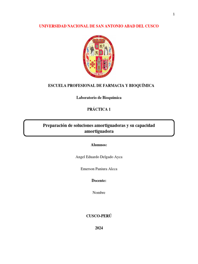 INFORME 1-Bioquímica | Descargar gratis PDF | Solución tampón | Ph