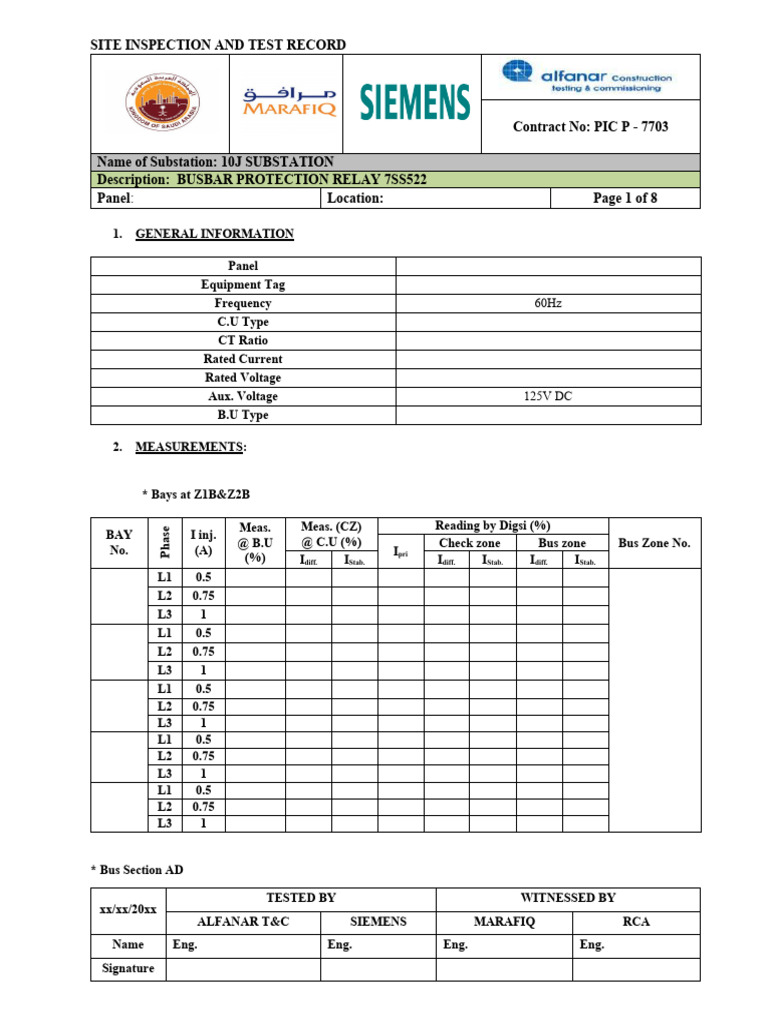 Busbar 7SS522 | PDF | Electrical Substation | Electrical Equipment