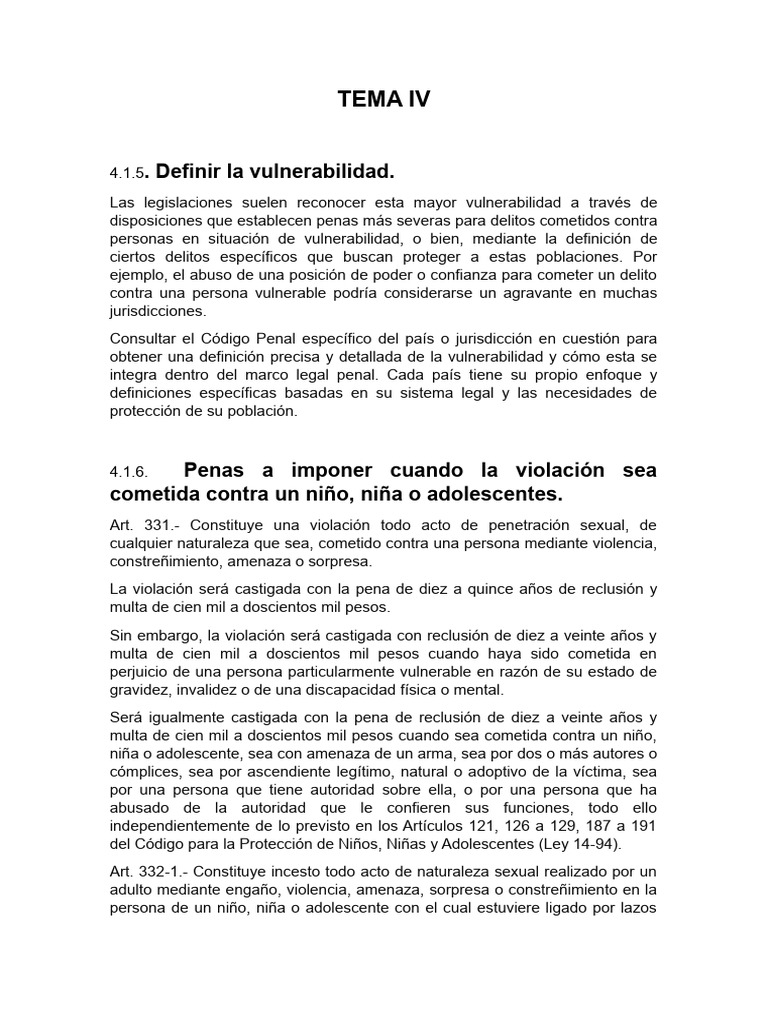 Penas por Delitos Sexuales y Vulnerabilidad | PDF | Violación | Violencia