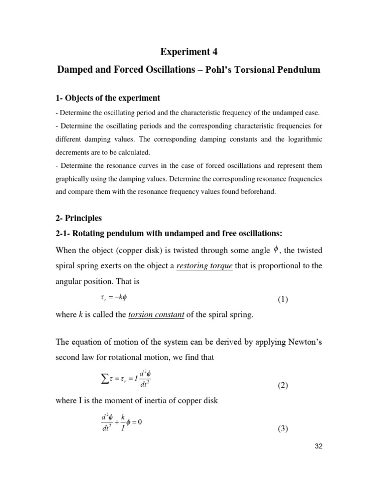 PHY 281 Experiments 4 | PDF | Damping | Oscillation