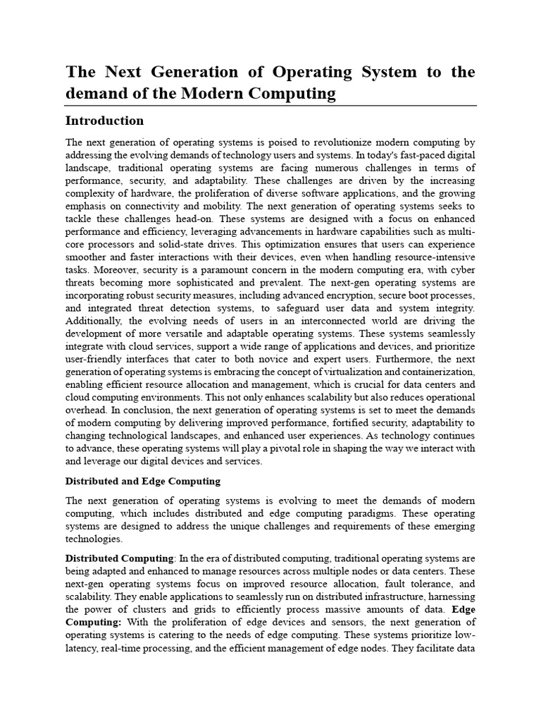 UUNO - The Next Generation of Operating System To The Demand of The ...