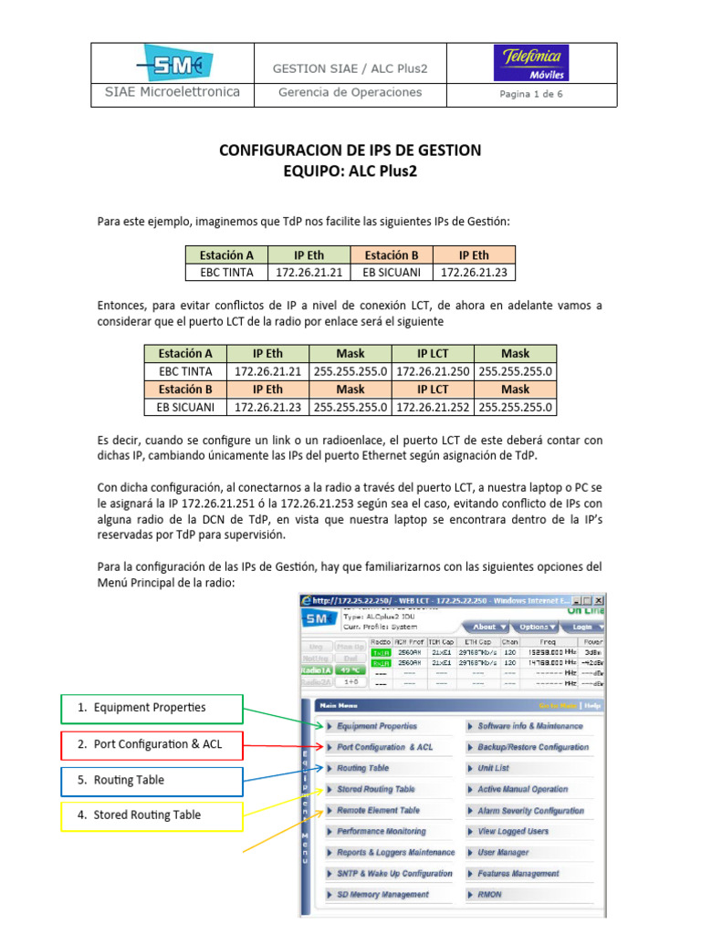 ALC Plus2 - Guía para Configurar La IP de Gestión | PDF | Dirección IP | Gateway ...