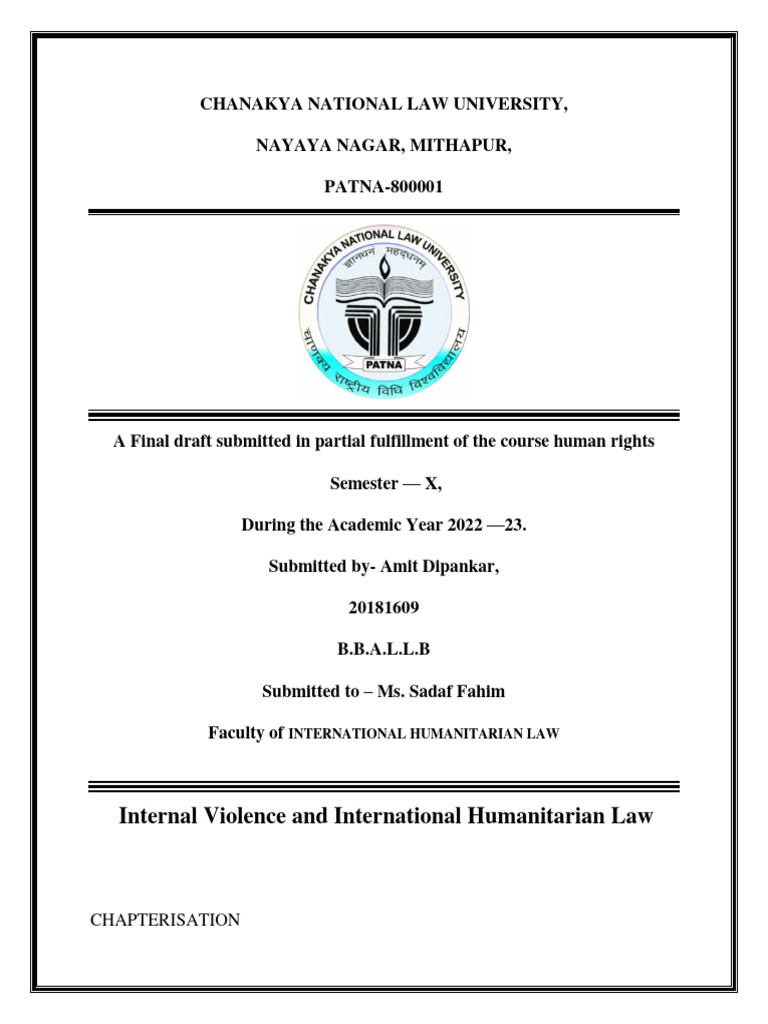 Chanakya National Law University Ihl | PDF | International Humanitarian ...