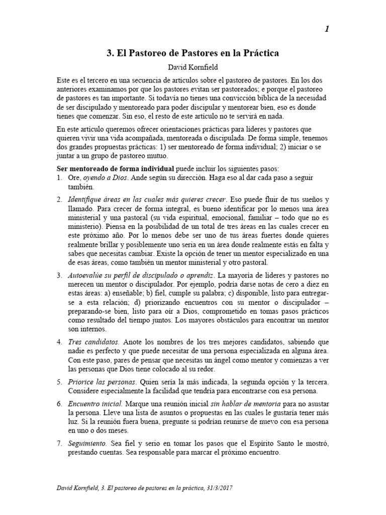 El Pastoreo de Pastores en La Práctica | PDF