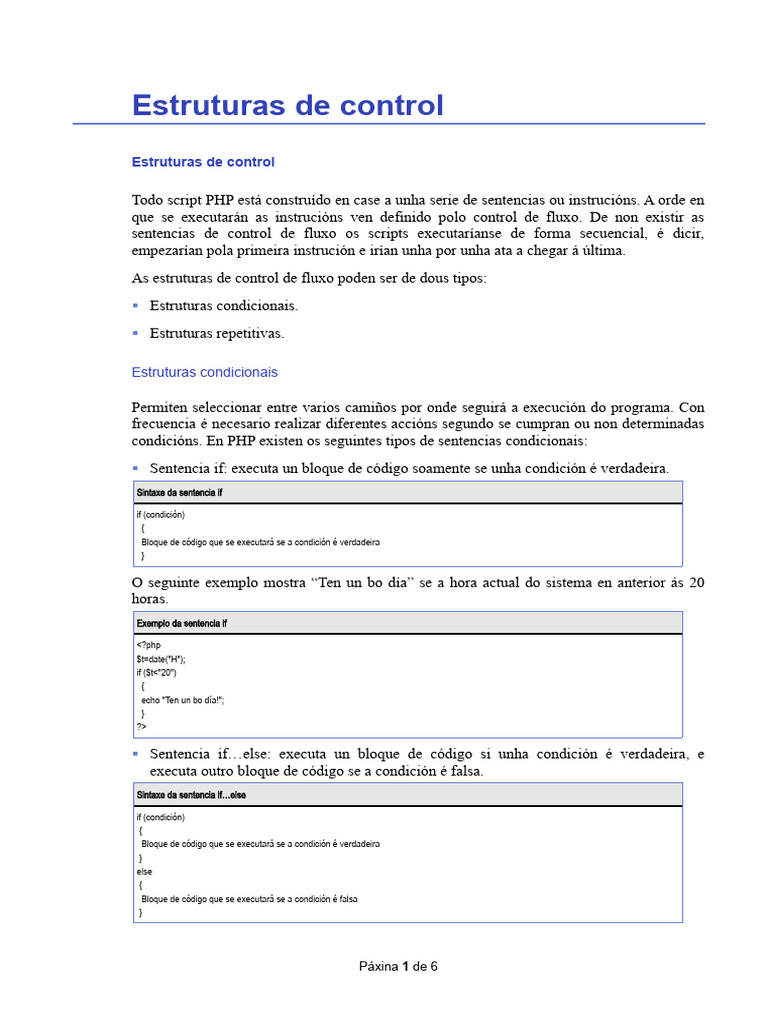 UD02 - Estruturas de Control | PDF