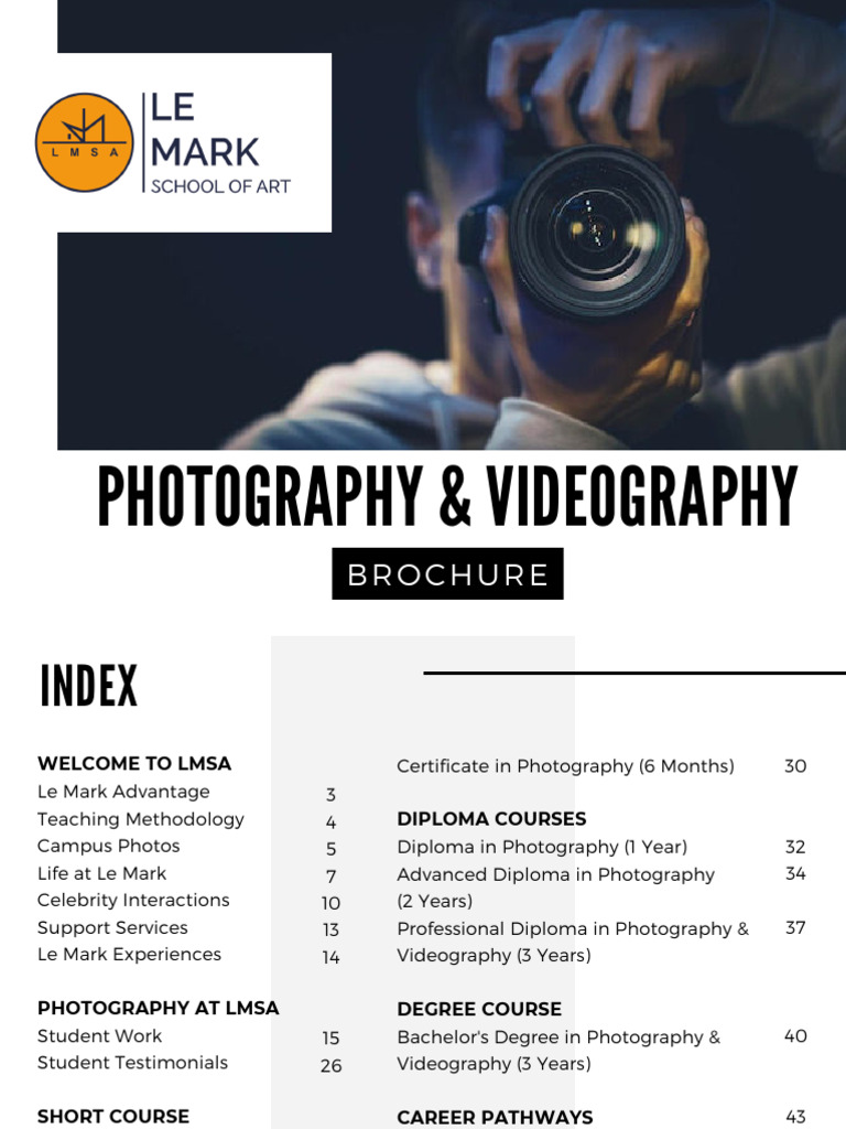 Photography Videography Courses Brochure LMSA 1 | PDF | Camera ...