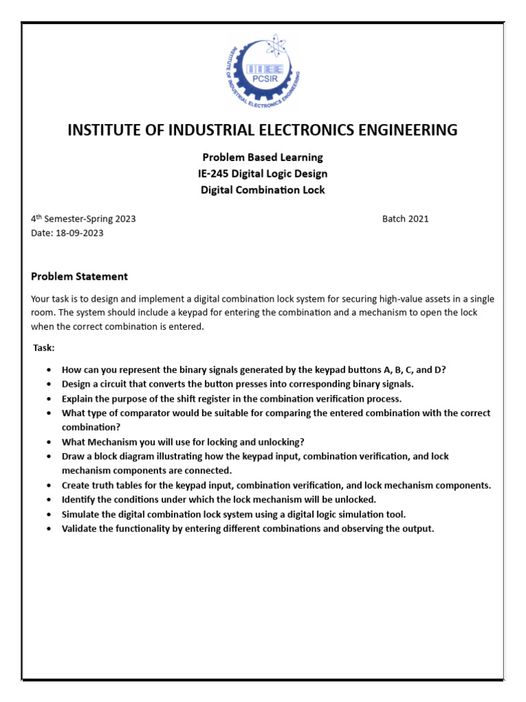 DLD PBL | PDF | Logic Gate | Electronic Circuits