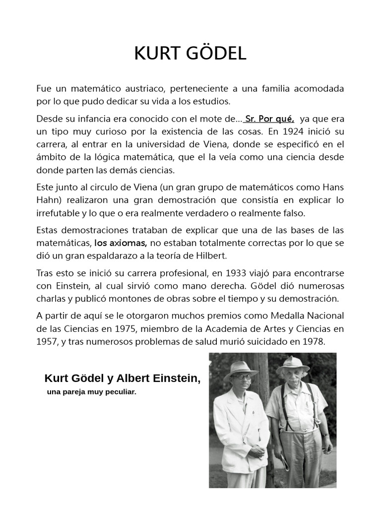 Biografia de Godel Matematicas | PDF