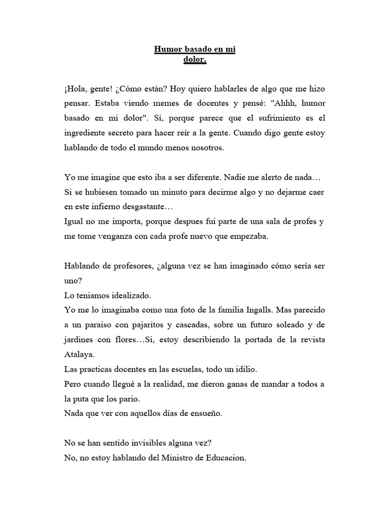 Humor Basado en Mi Dolor | PDF