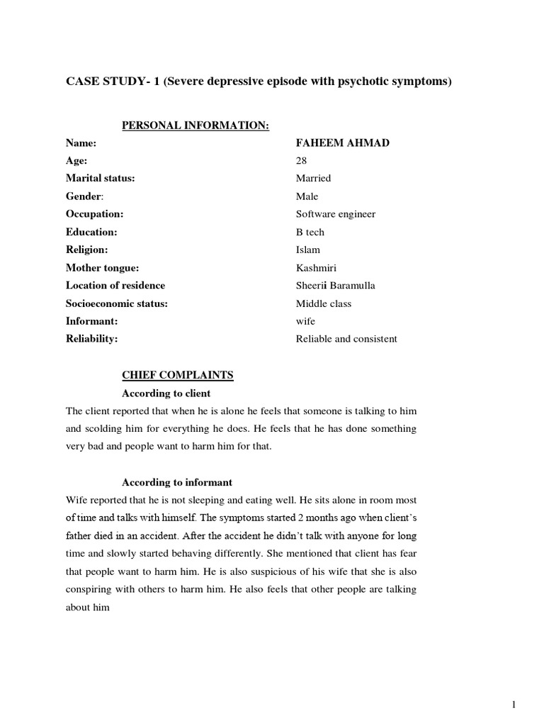 Internship Case File by Aabid | PDF | Mental Disorder | Psychiatry