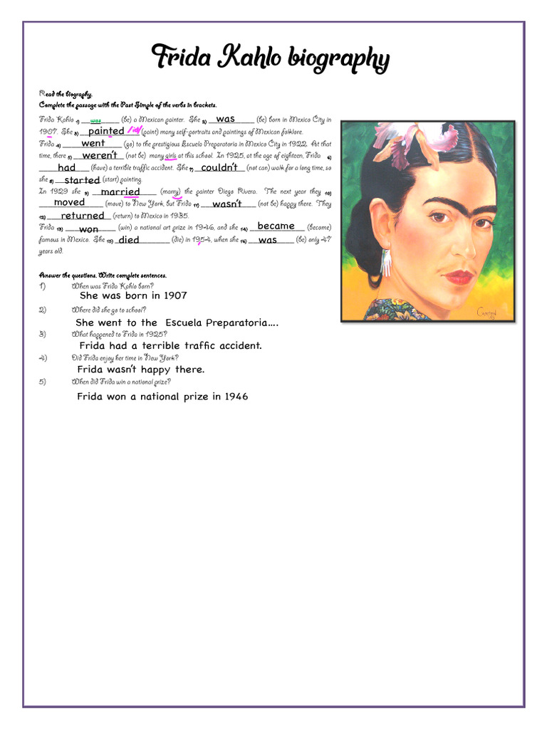 frida-kahlo-her-biography-grammar-drills-information-gap-activities ...