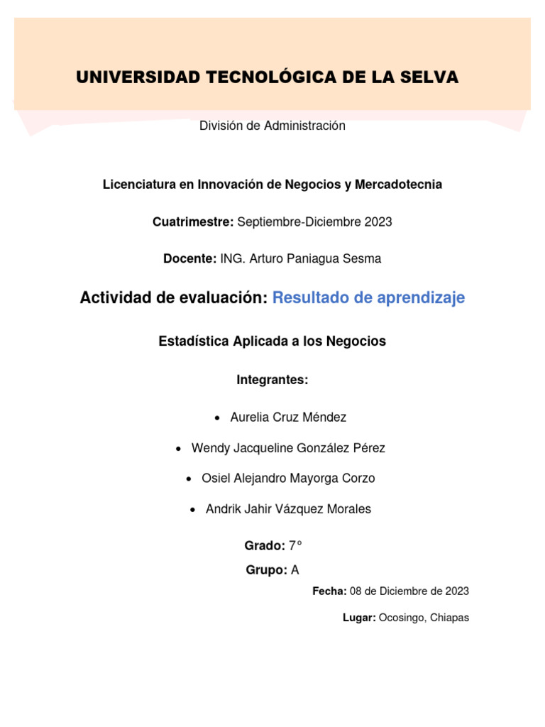 Resultado de Aprendizaje - Unidad III - Estadistica Aplicada A Los ... Resultado de Aprendizaje - Unidad III - Estadistica Aplicada A Los ...