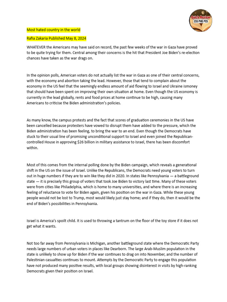 Most Hated Country in The World 08-05 | PDF | Joe Biden | Democratic ...