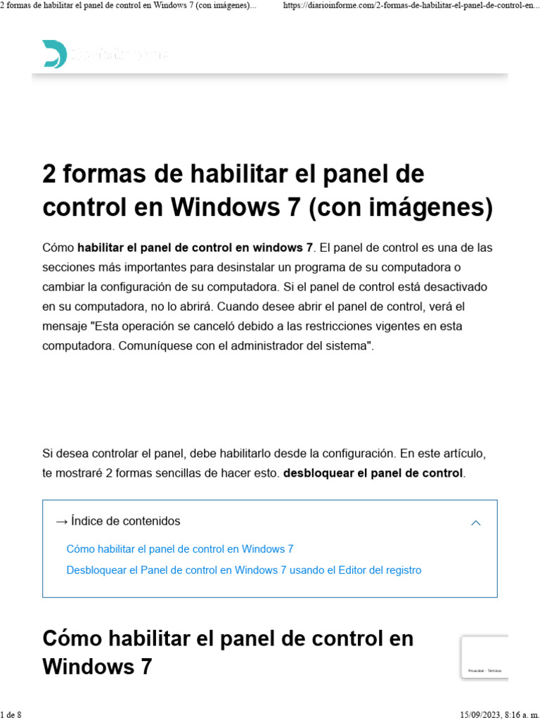 2 Formas de Habilitar El Panel de Control en Windows 7 (Con Imágenes ...