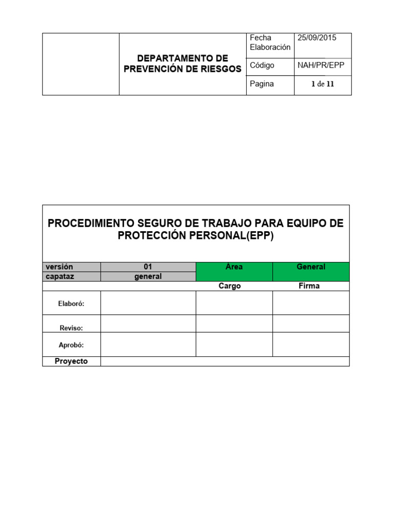 PROCEDIMIENTO de EPP | PDF