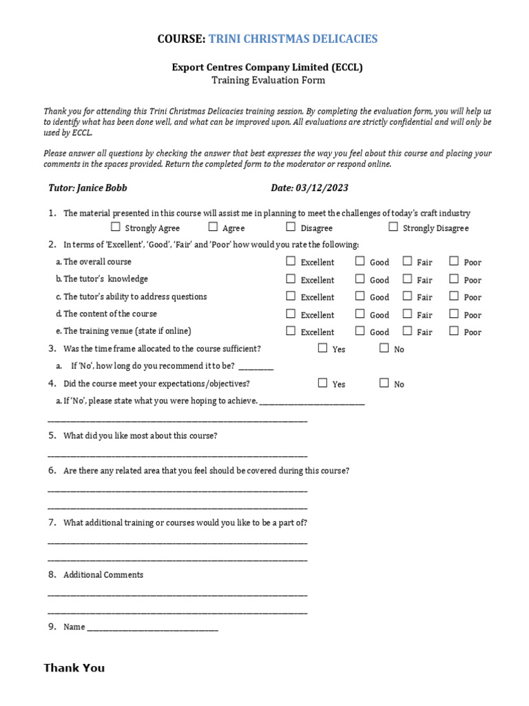 ECCL Evaluation Form | PDF