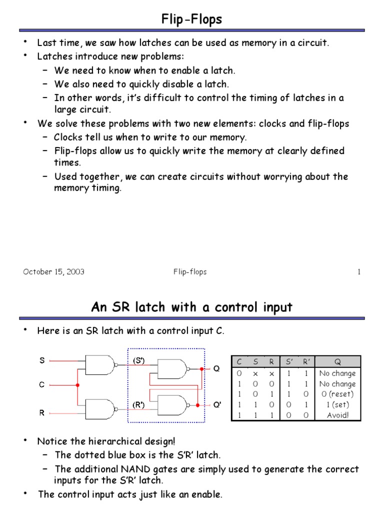October 15, 2003 Flip-Flops 1 | PDF