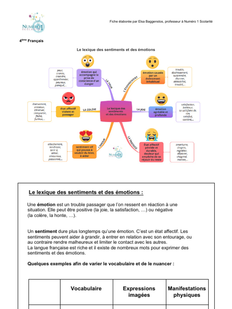 Lexique des émotions et sentiments | PDF | Émotions | Sourire