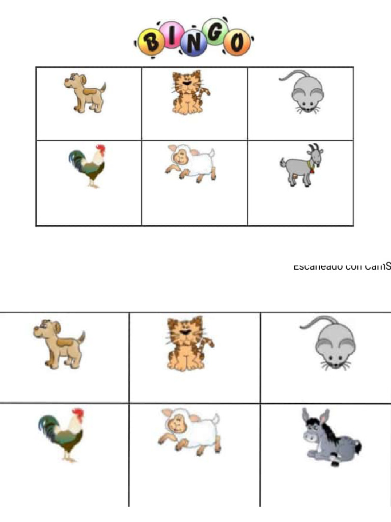 Bingo de Animales | PDF