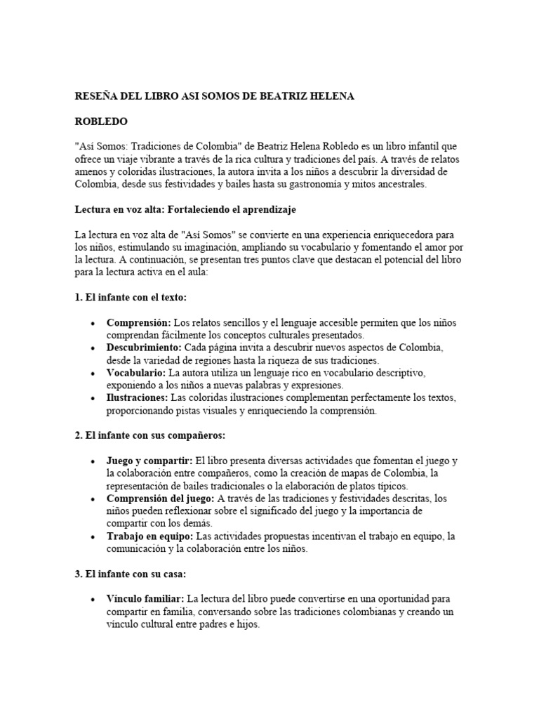 Reseña Del Libro Asi Somos de Beatriz Helena | PDF | Comunicación humana