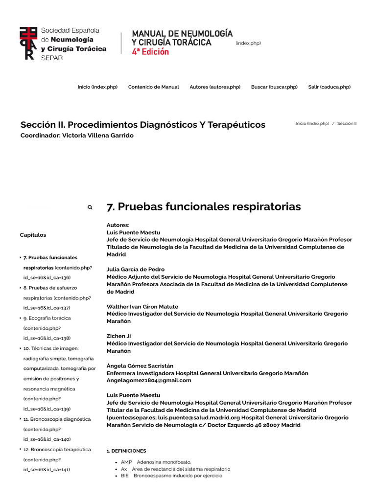 Pruebas Funcionales Respiratorias | PDF | Pulmón | Sistema respiratorio