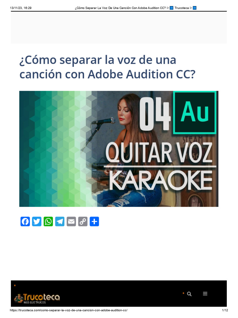 ¿Cómo Separar La Voz de Una Canción Con Adobe Audition CC - Trucoteca | PDF | Software de la ...