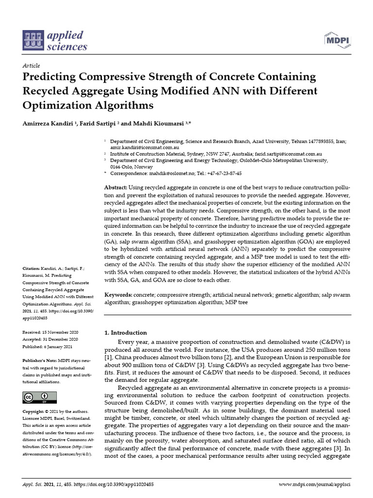 2021 Predicting Compressive Strength of Concrete Containing | PDF ...