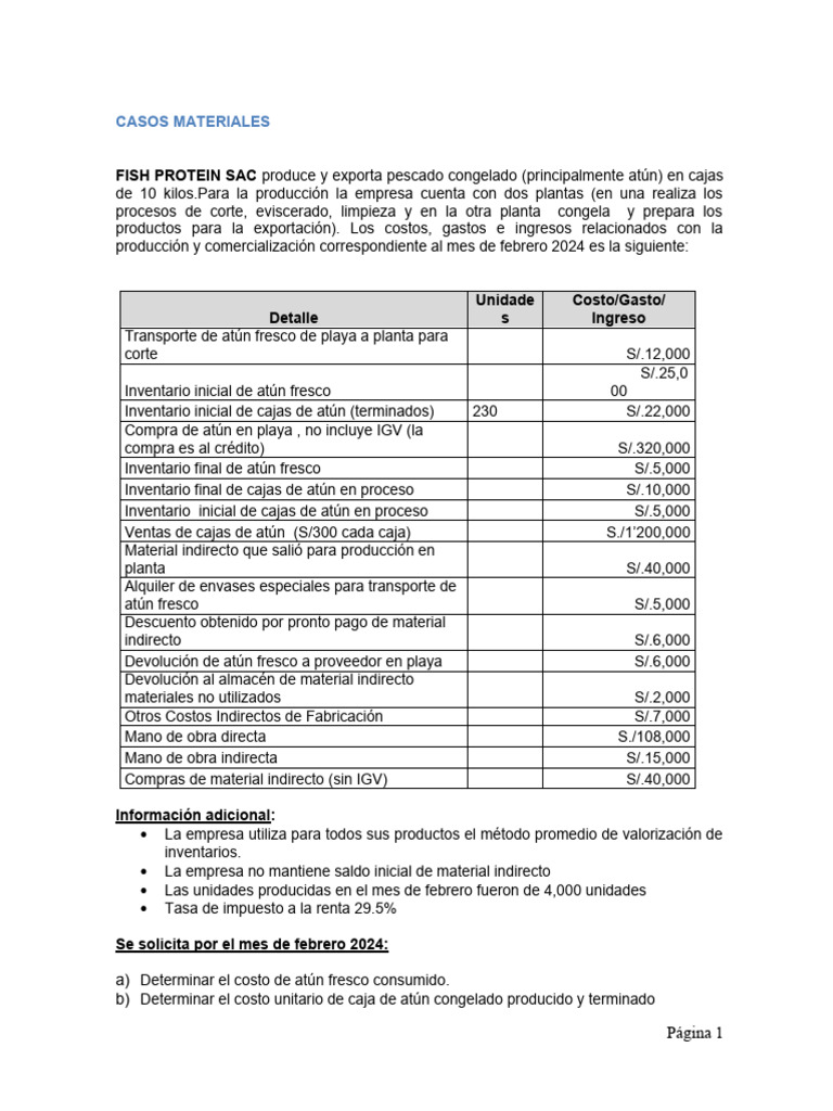 Tarea Caso Fish | PDF | Business | Negocios económicos