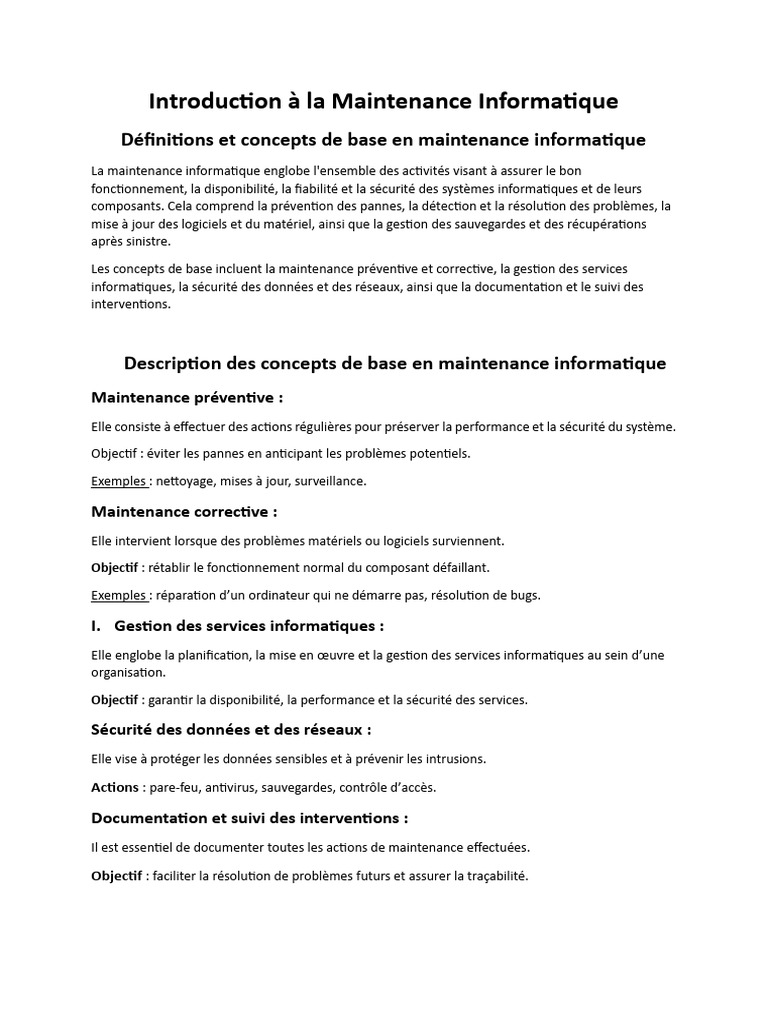Introduction à la Maintenance Informatique | PDF | Adresse IP | Système ...