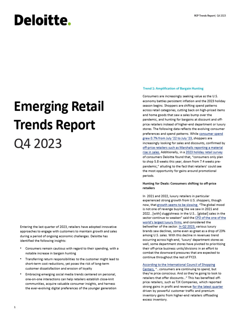 Deloitte Emerging Retail Trends Report q4 2023 | PDF | Retail | Brand