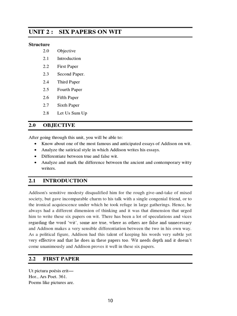 Six Papers On Wit by Joseph Addison | PDF | Poetry | John Dryden