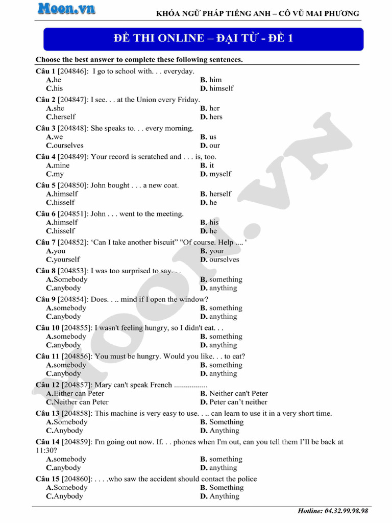 2016 PROE ThiOnline-DaiTu De1 | PDF