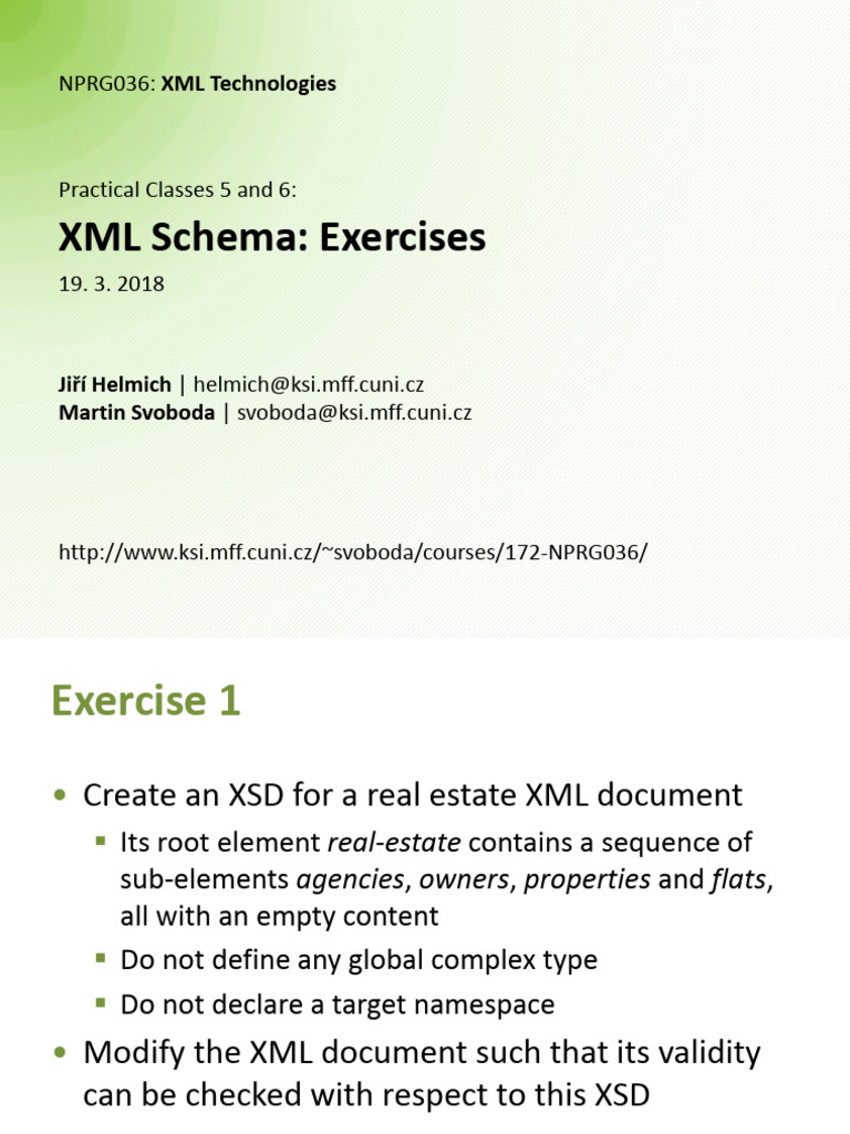 Lab 05 XSD Exercises | PDF | Xml Schema | Xml Lab 05 XSD Exercises | PDF | Xml Schema | Xml