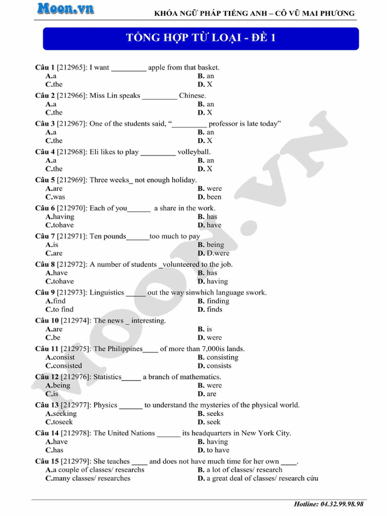 2016 PROE ThiOnline-TongHopTuLoai De1 | PDF