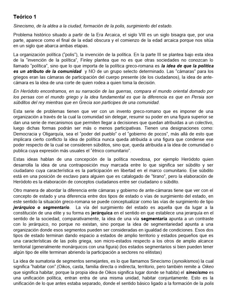 Teórico 1 Grecia- Polis | PDF | Estado (política) | Antigua Grecia